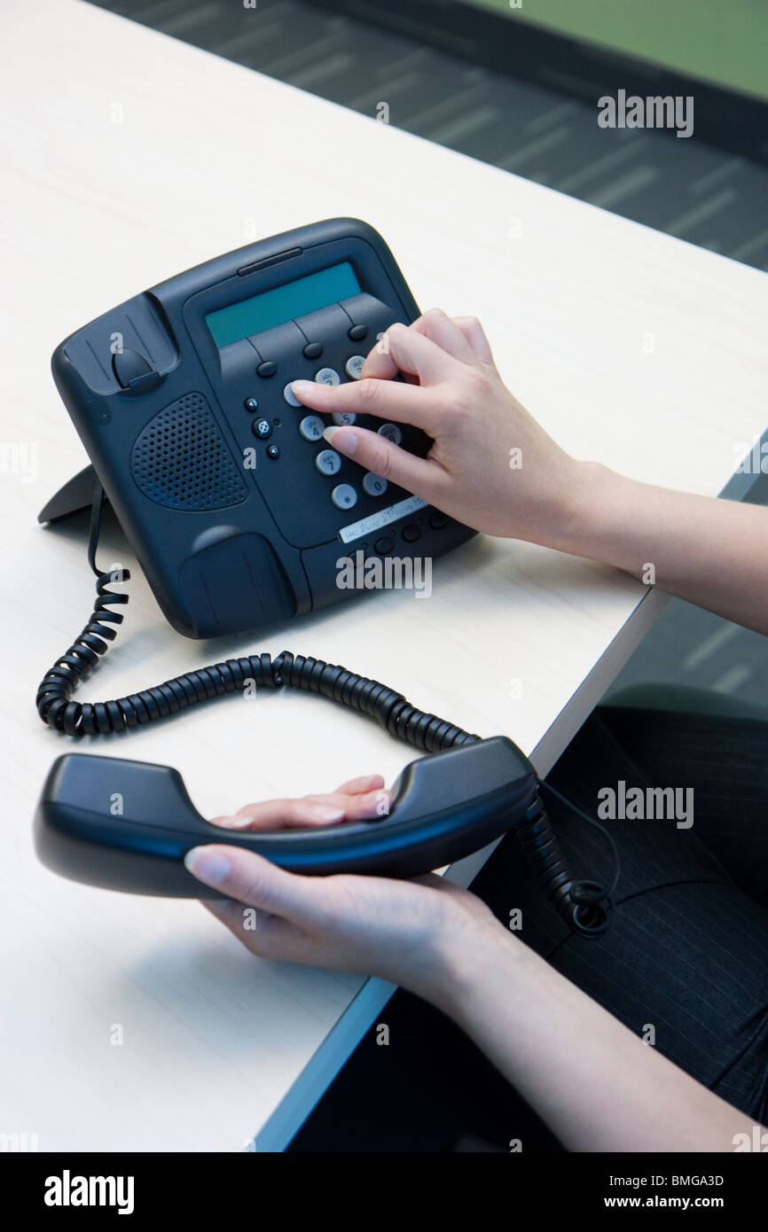 business woman finger making phone call dialing Stock Photo - Alamy