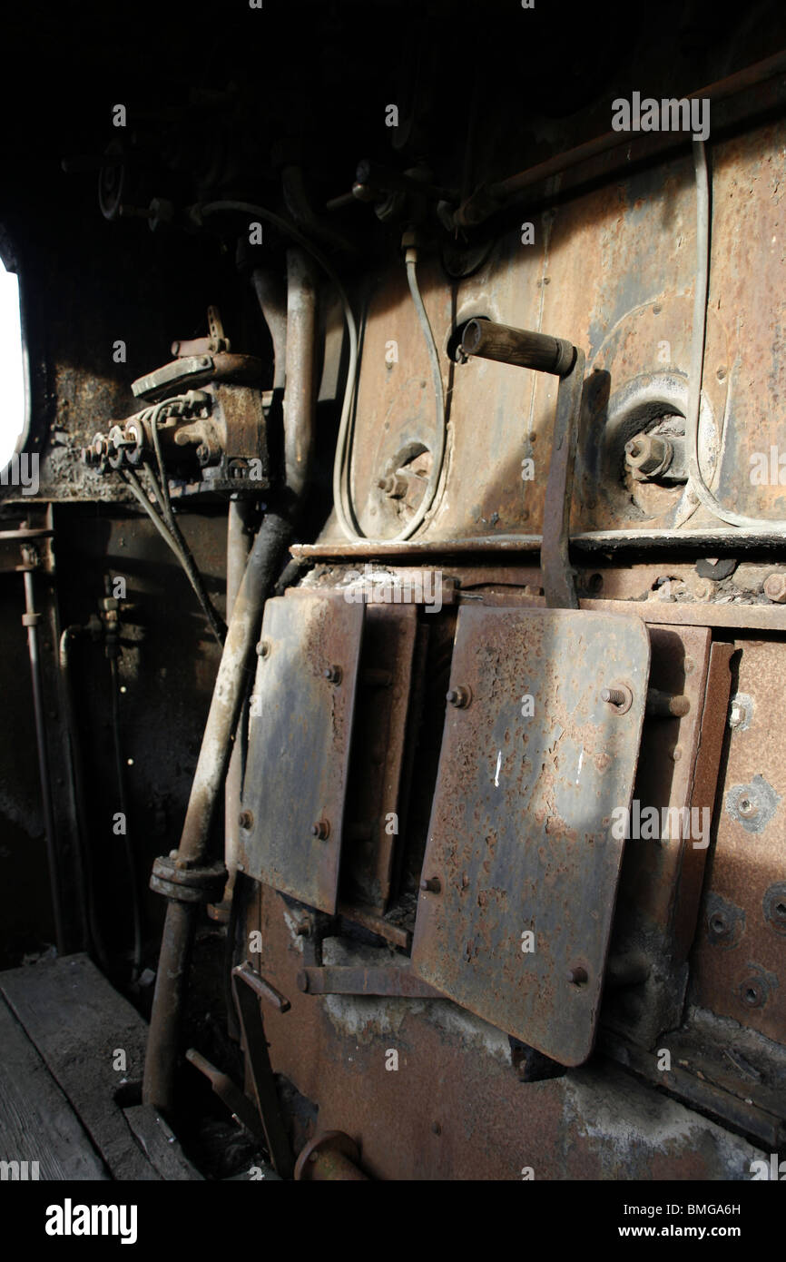 inside the cab of old abandoned locomotive steam train in italy Stock ...