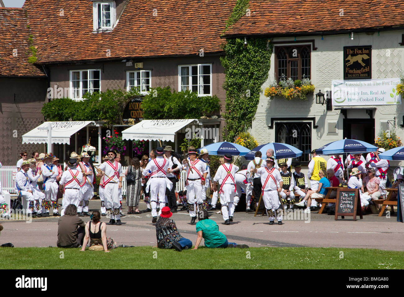 morris dancers at finchingfield village essex england Stock Photo - Alamy