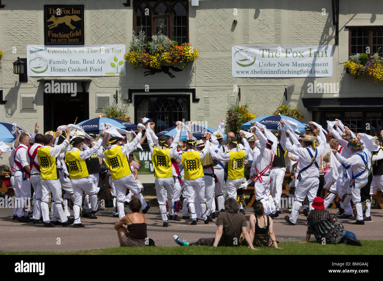 morris dancers at finchingfield village essex england Stock Photo - Alamy