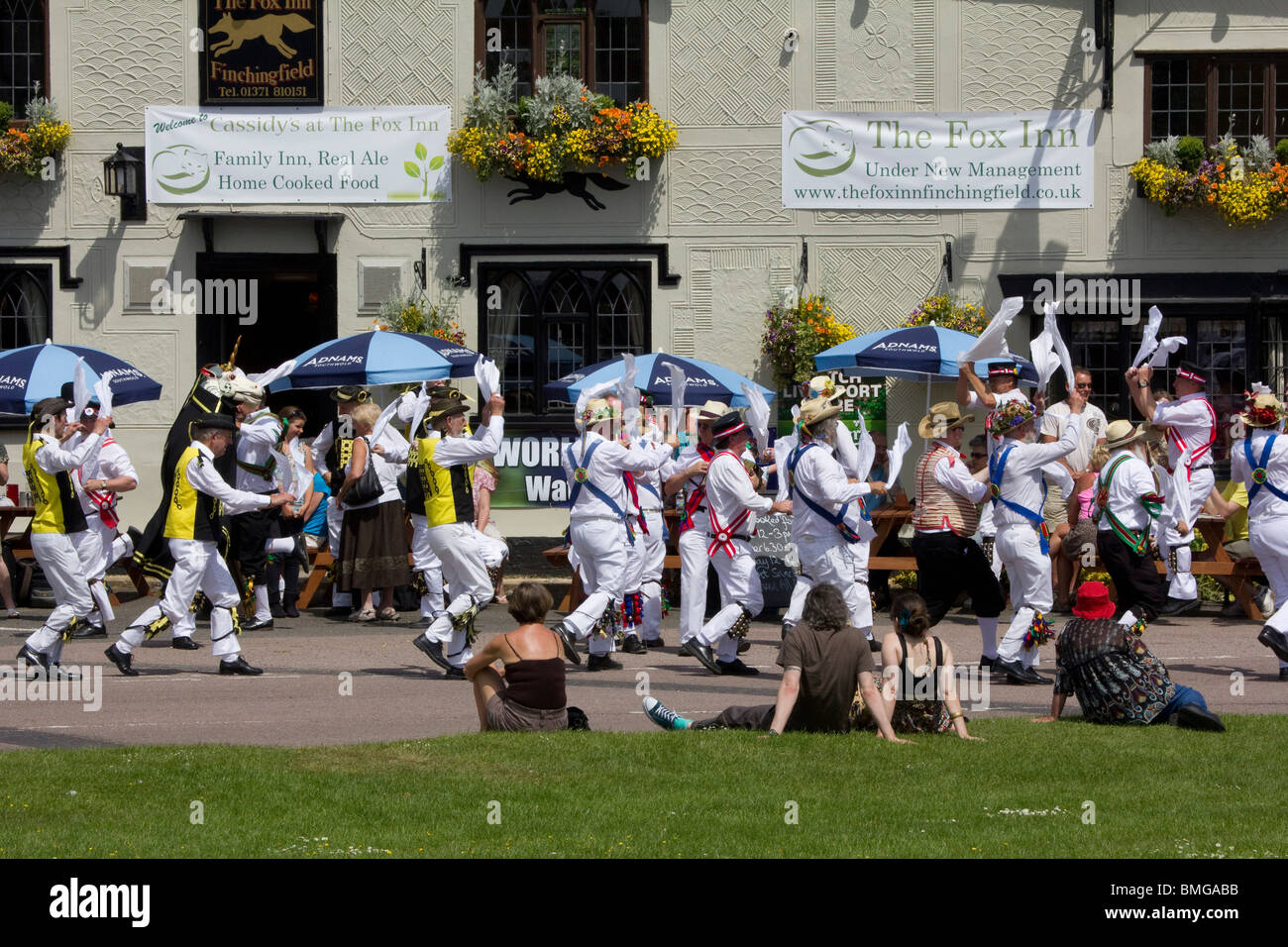 morris dancers at finchingfield village essex england Stock Photo - Alamy