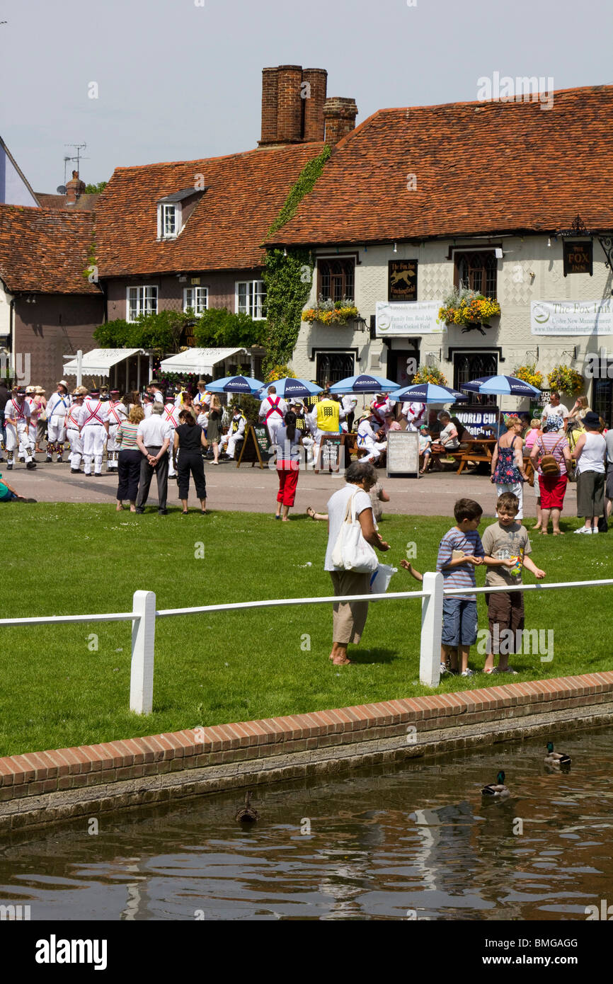morris dancers at finchingfield village essex england Stock Photo - Alamy