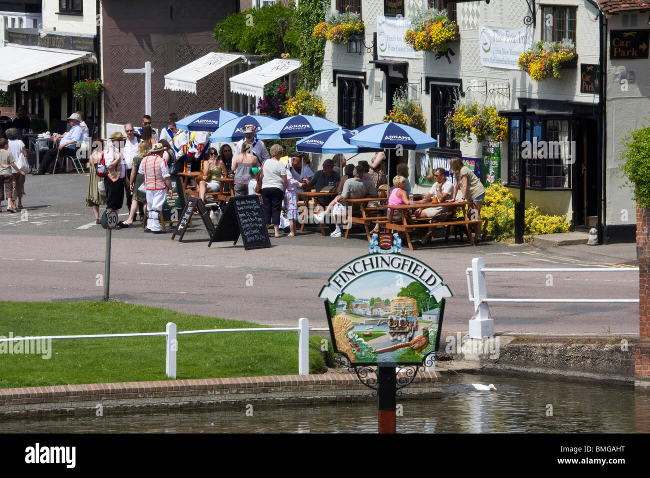 morris dancers at finchingfield village essex england Stock Photo - Alamy