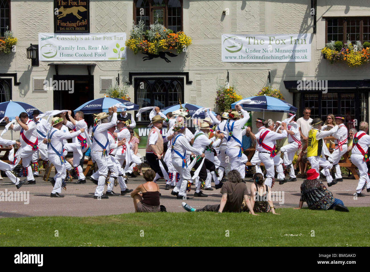 morris dancers at finchingfield village essex england Stock Photo - Alamy