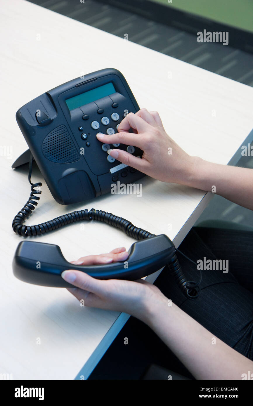 business woman finger making phone call dialing Stock Photo - Alamy