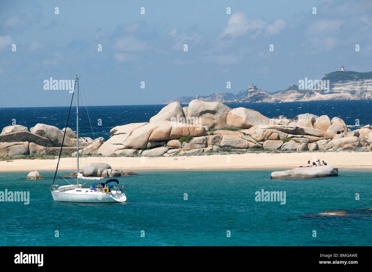 sailboat anchored at Lavezzi islands, Corsica, France Stock Photo - Alamy