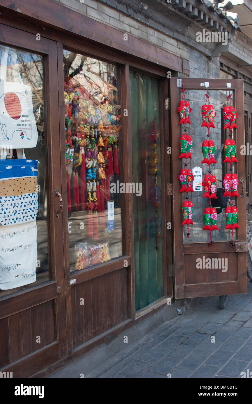 Souvenir shop on the Nanluoguxiang Street, Beijing, China Stock Photo ...