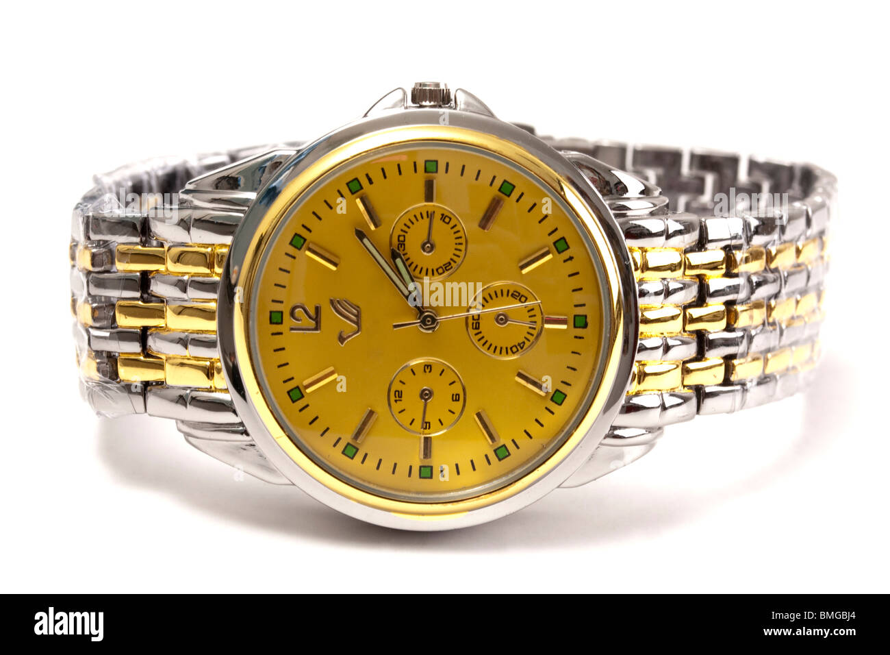 Golden watch on white background Stock Photo - Alamy