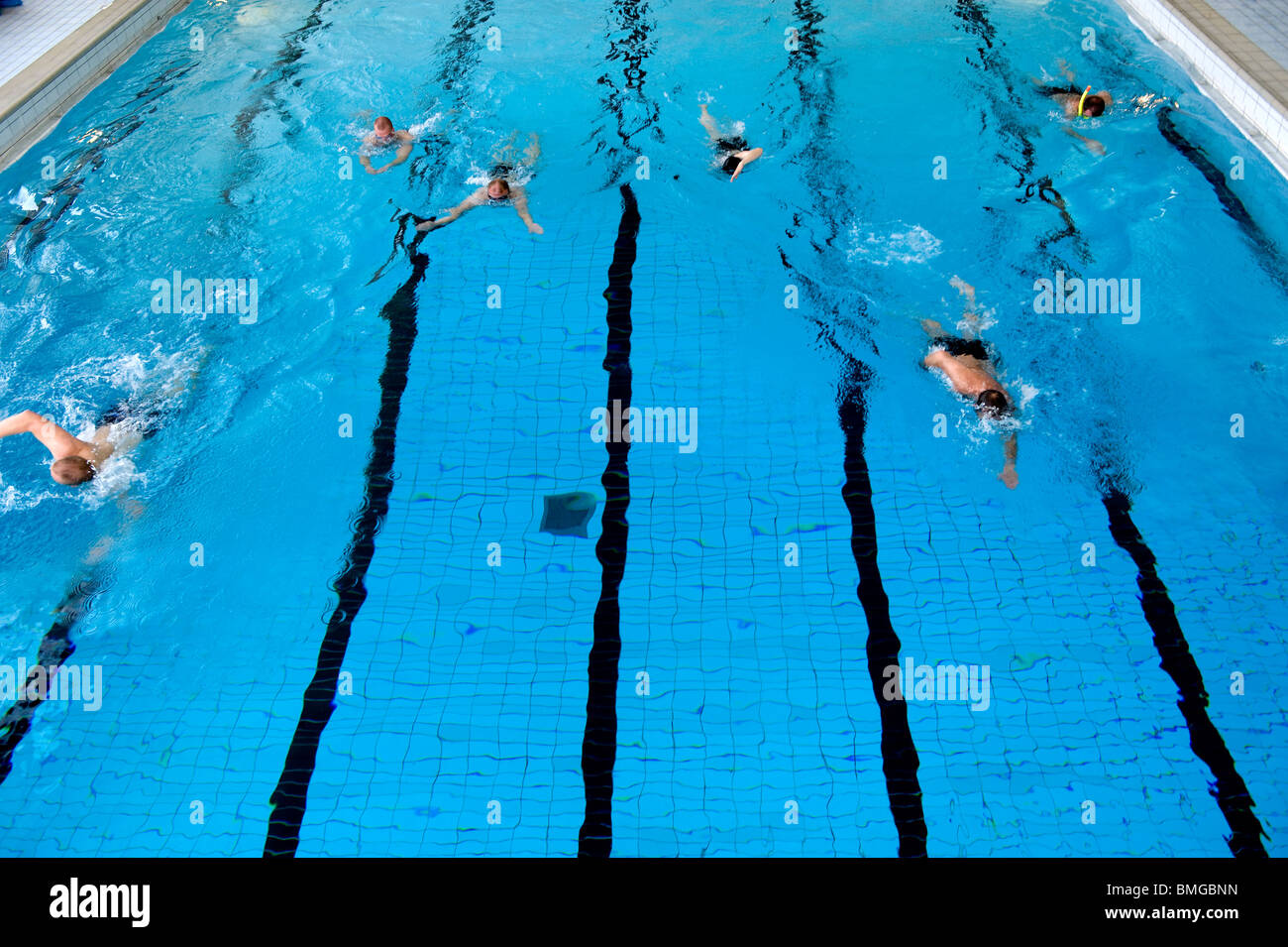 Swimmers in a pool Stock Photo - Alamy