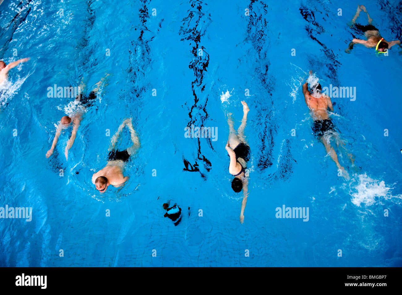 Swimmers in a pool Stock Photo - Alamy