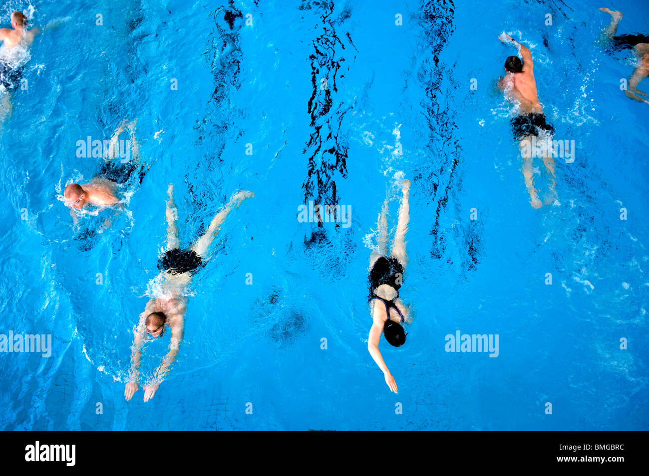 Swimmers in a pool Stock Photo - Alamy