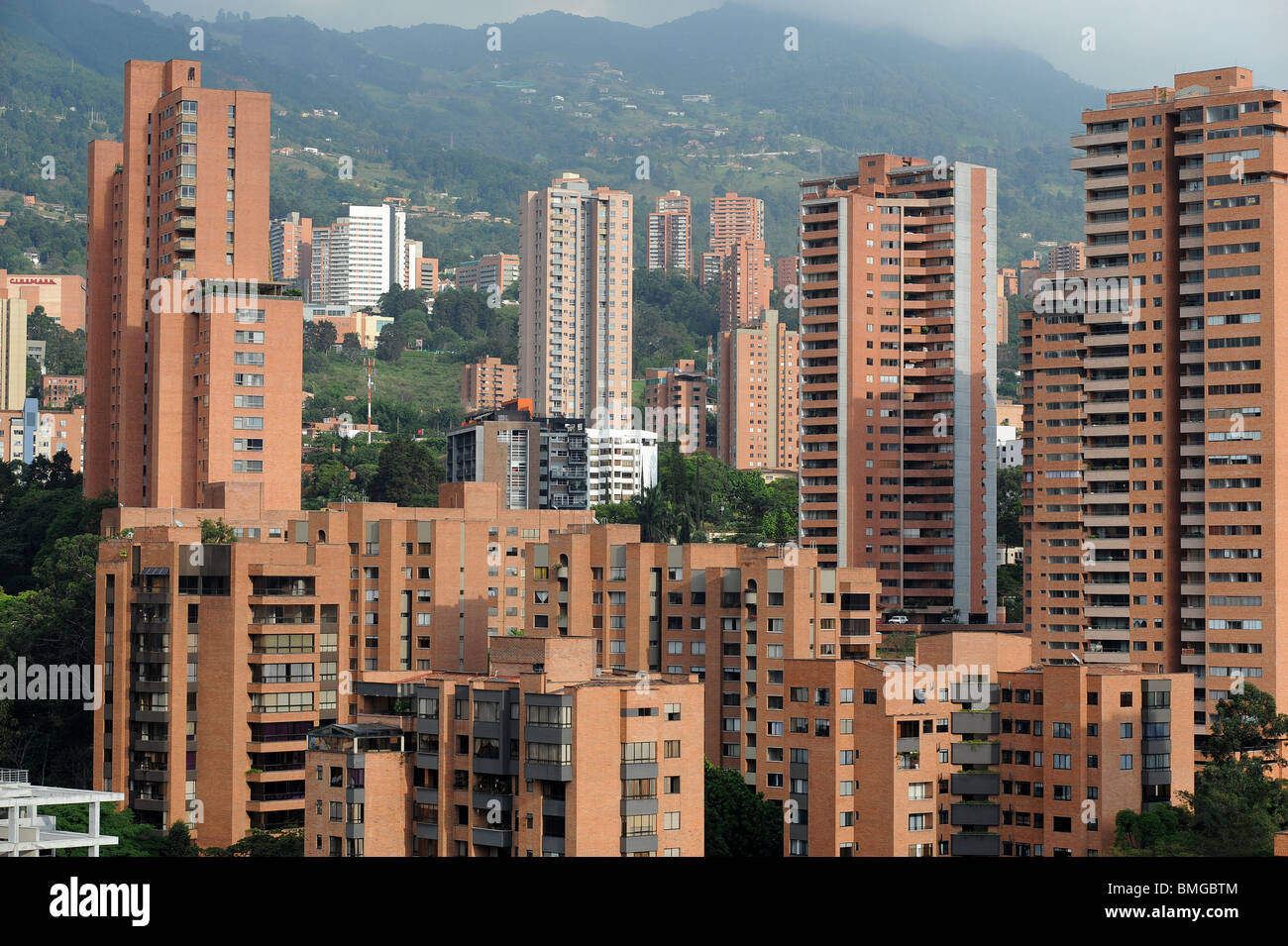 Skyscrapers rise up the Medellin mountains giving great views of the ...