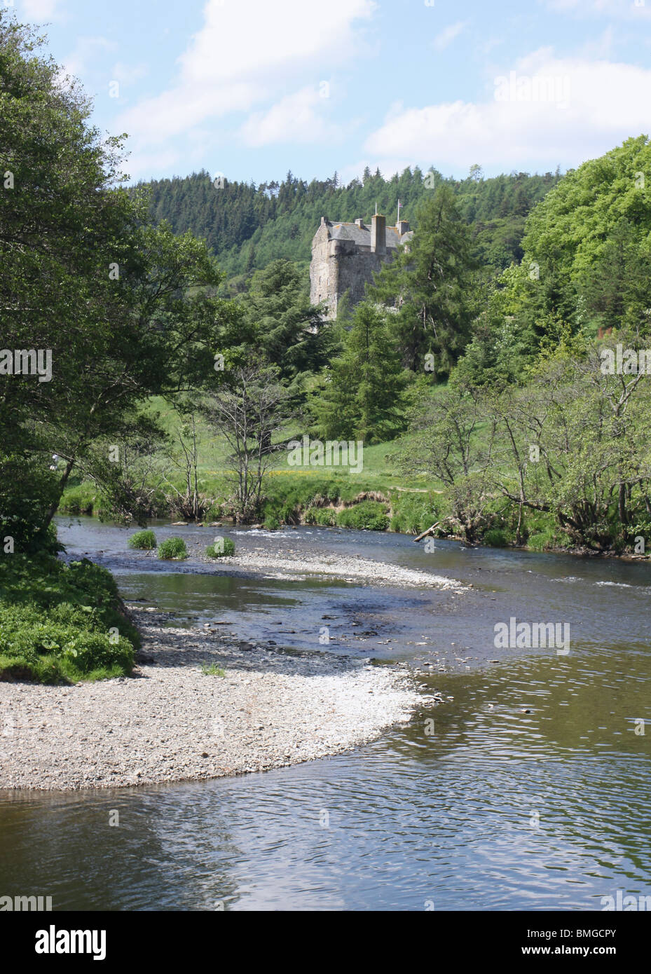 Neidpath castle by River Tweed near Peebles Scotland June 2010 Stock ...