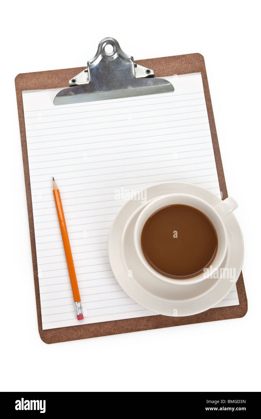 Coffee cup and Clipboard with white background Stock Photo - Alamy