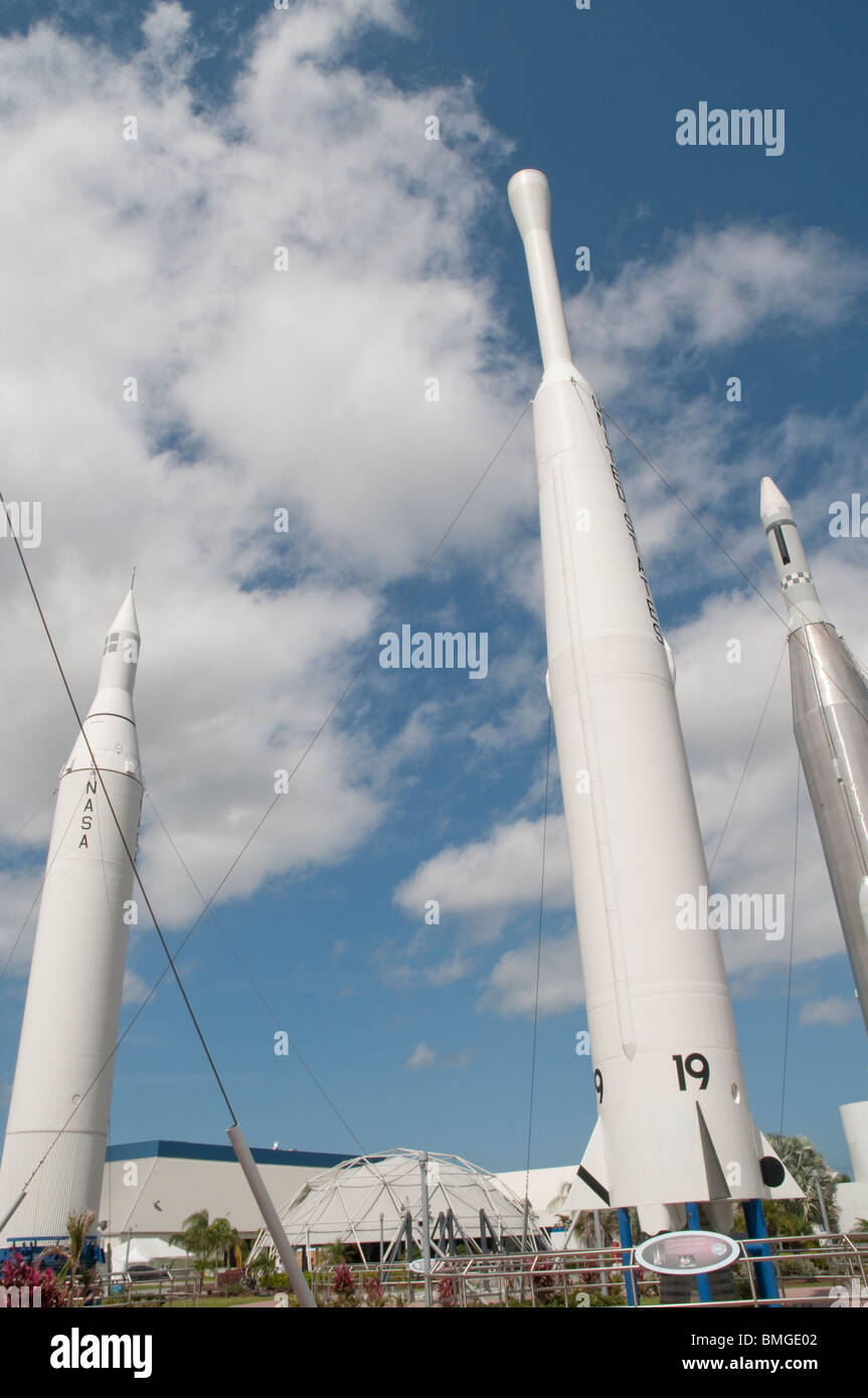 Rocket Garden at the Visitor Centre at Kennedy Space Centre, Cape ...