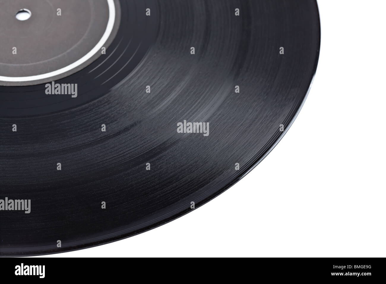 Dusty vinyl record with black label isolated on white background ...