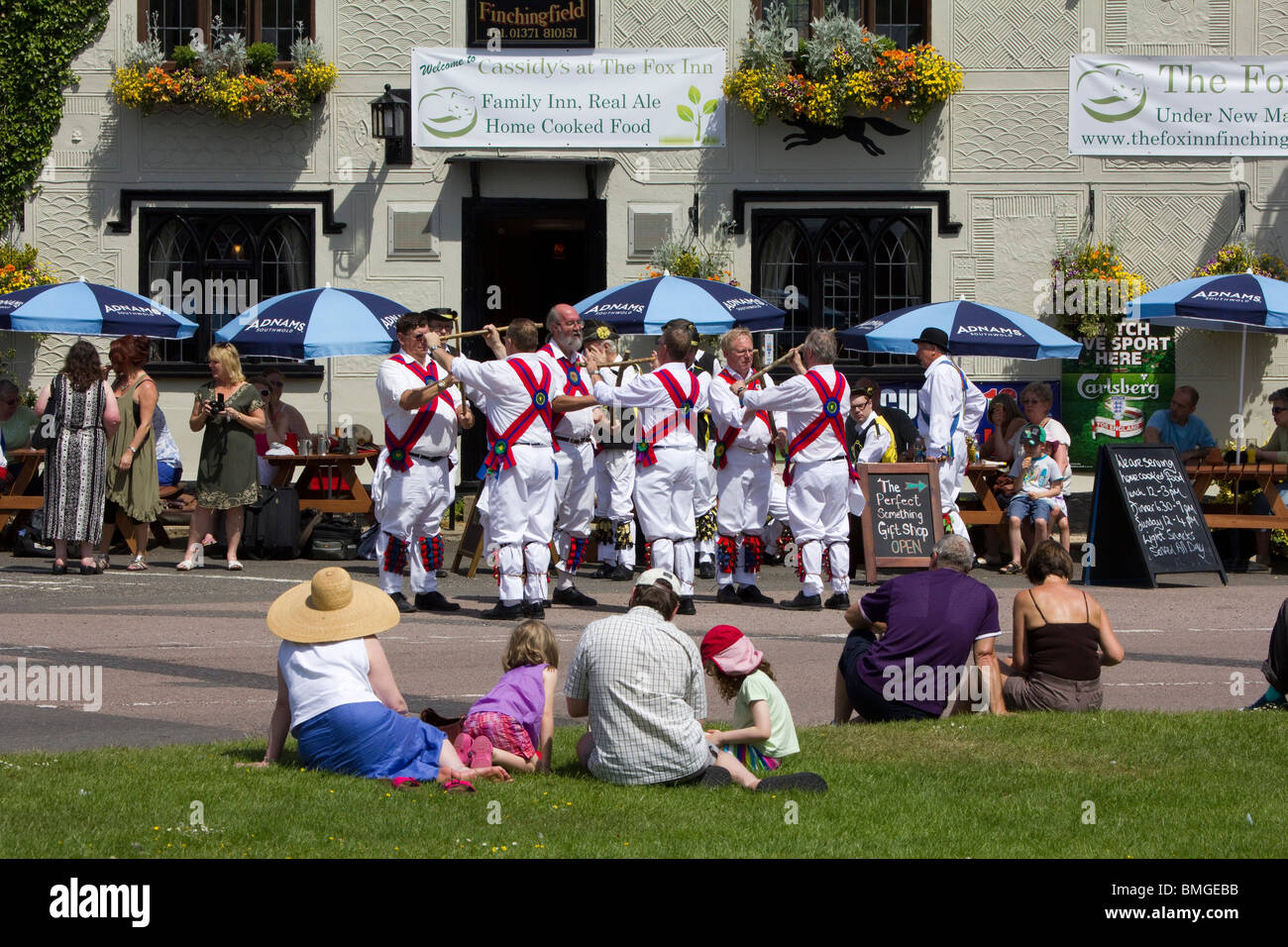 morris dancers at finchingfield village essex england Stock Photo - Alamy