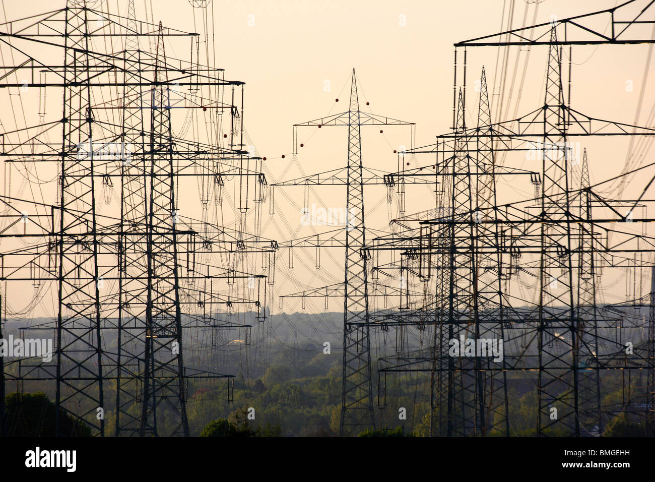 High-tension power line. Electricity Stock Photo - Alamy