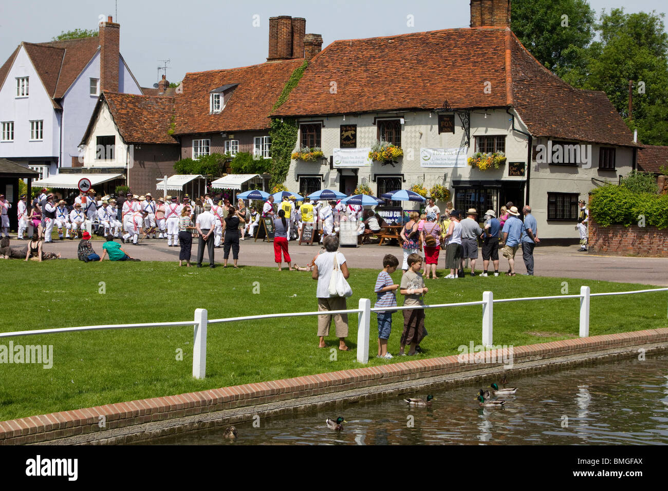 morris dancers at finchingfield village essex england Stock Photo - Alamy