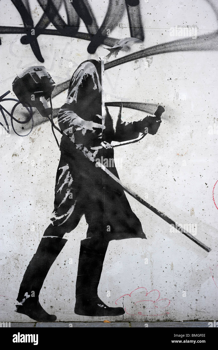 LET wheatpaste graffiti artwork minesweeper dusseldorf Stock Photo - Alamy