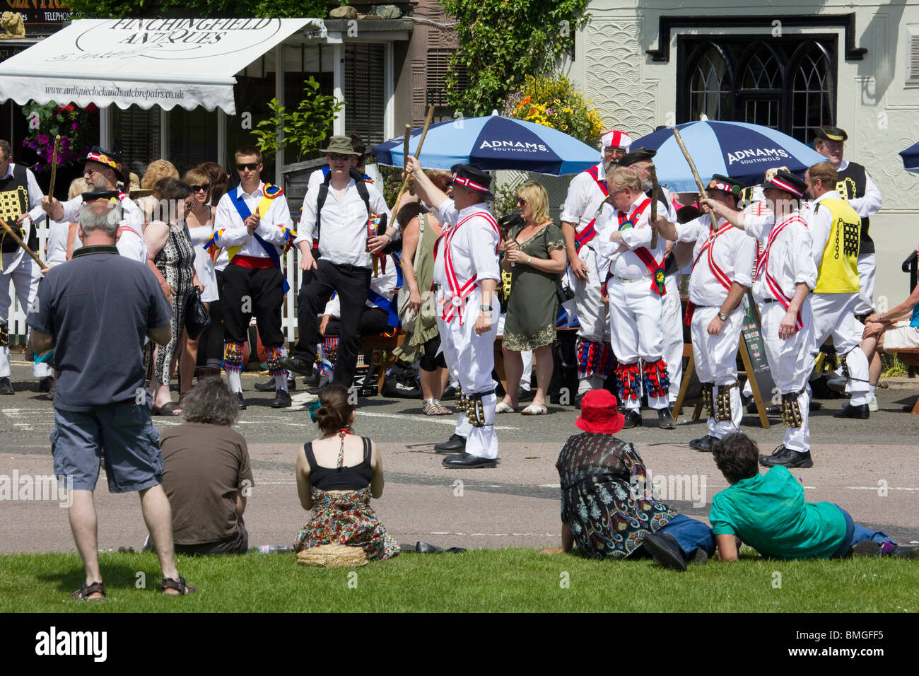 morris dancers at finchingfield village essex england Stock Photo - Alamy
