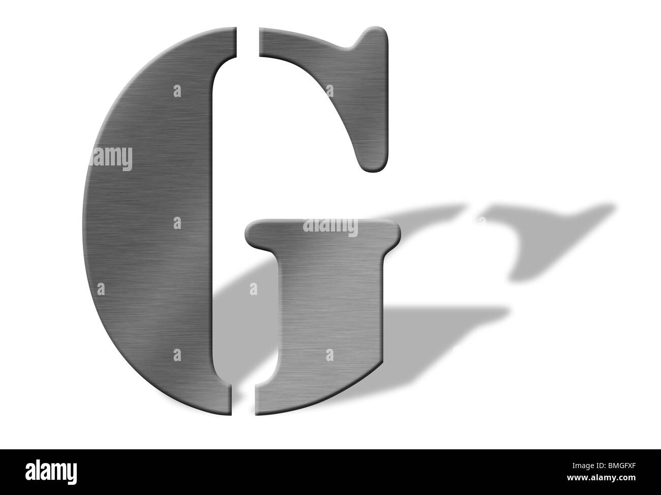 3D Aluminum letters of the alphabet. Isolated with shadow on white ...