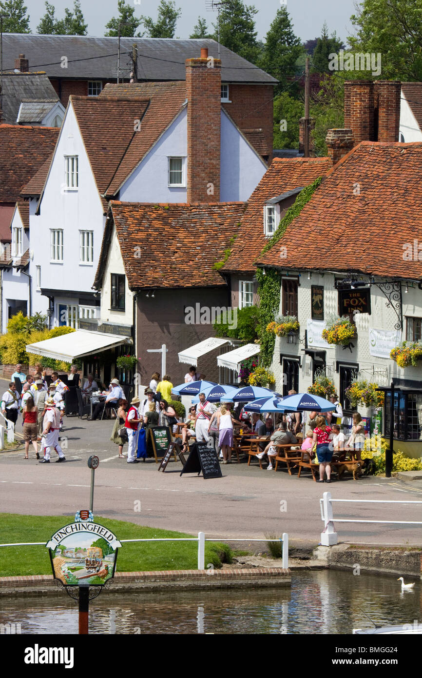 morris dancers at finchingfield village essex england Stock Photo - Alamy