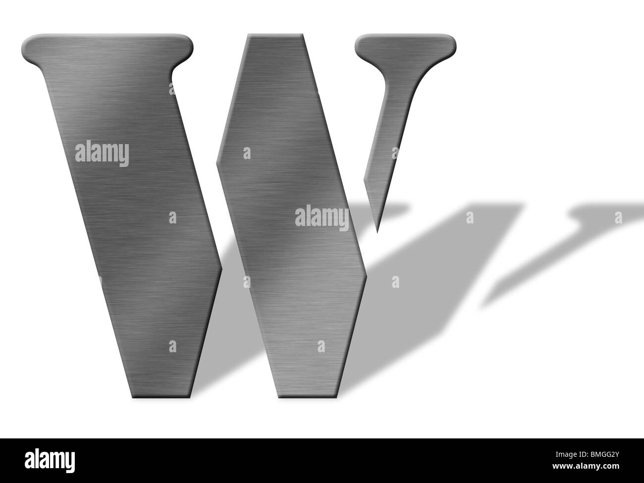 3D Aluminum letters of the alphabet. Isolated with shadow on white ...