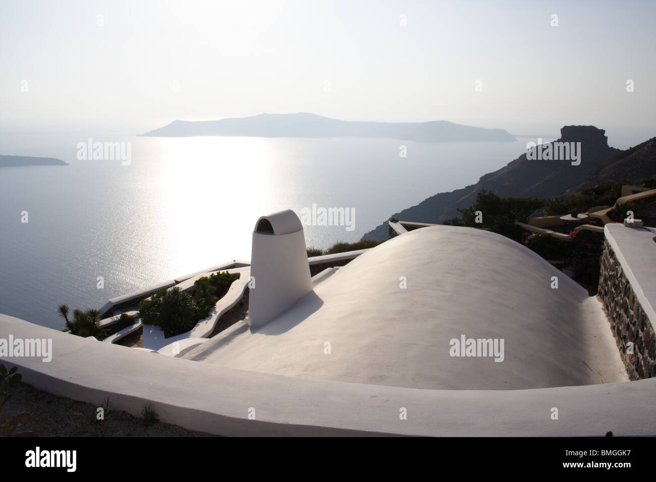Rooftop view of the sea from Santorini Stock Photo - Alamy