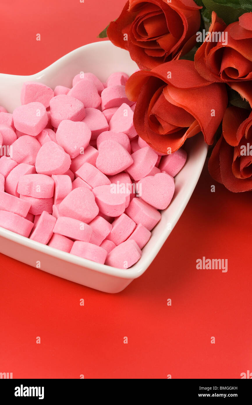 Pink Heart Shape Candy close up Stock Photo - Alamy