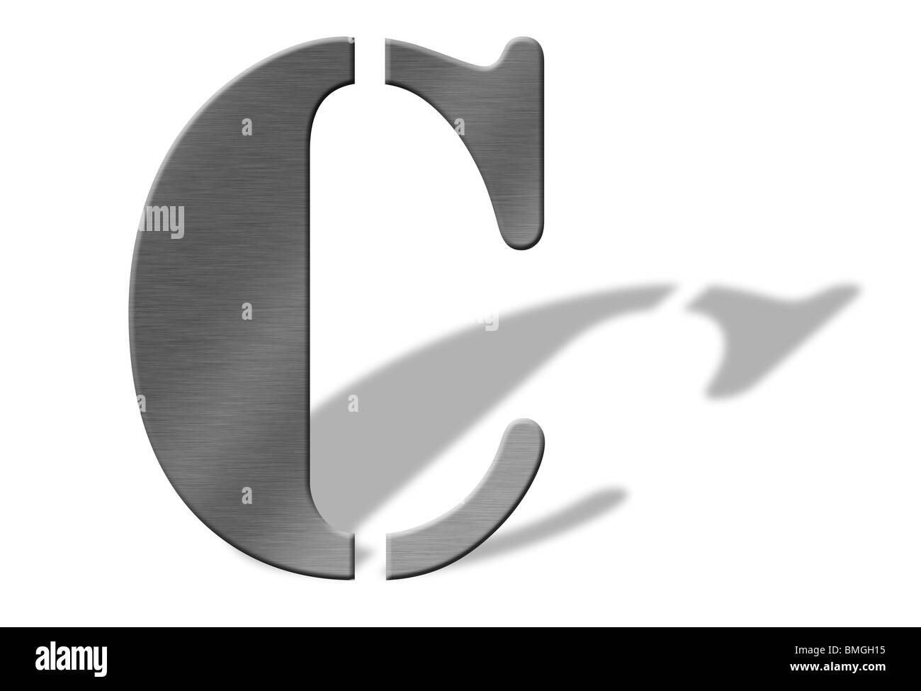 3D Aluminum letters of the alphabet. Isolated with shadow on white ...