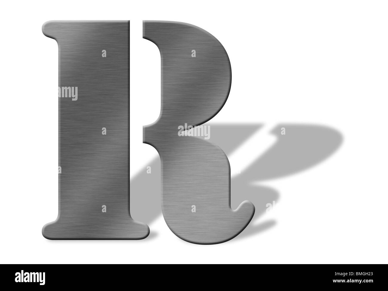 3D Aluminum letters of the alphabet. Isolated with shadow on white ...