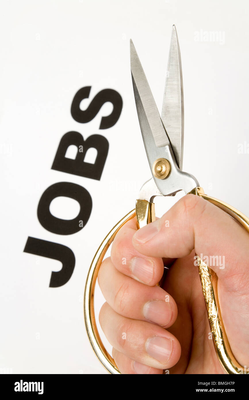 Word of job and scissors, concept of Jobs Cut Stock Photo - Alamy