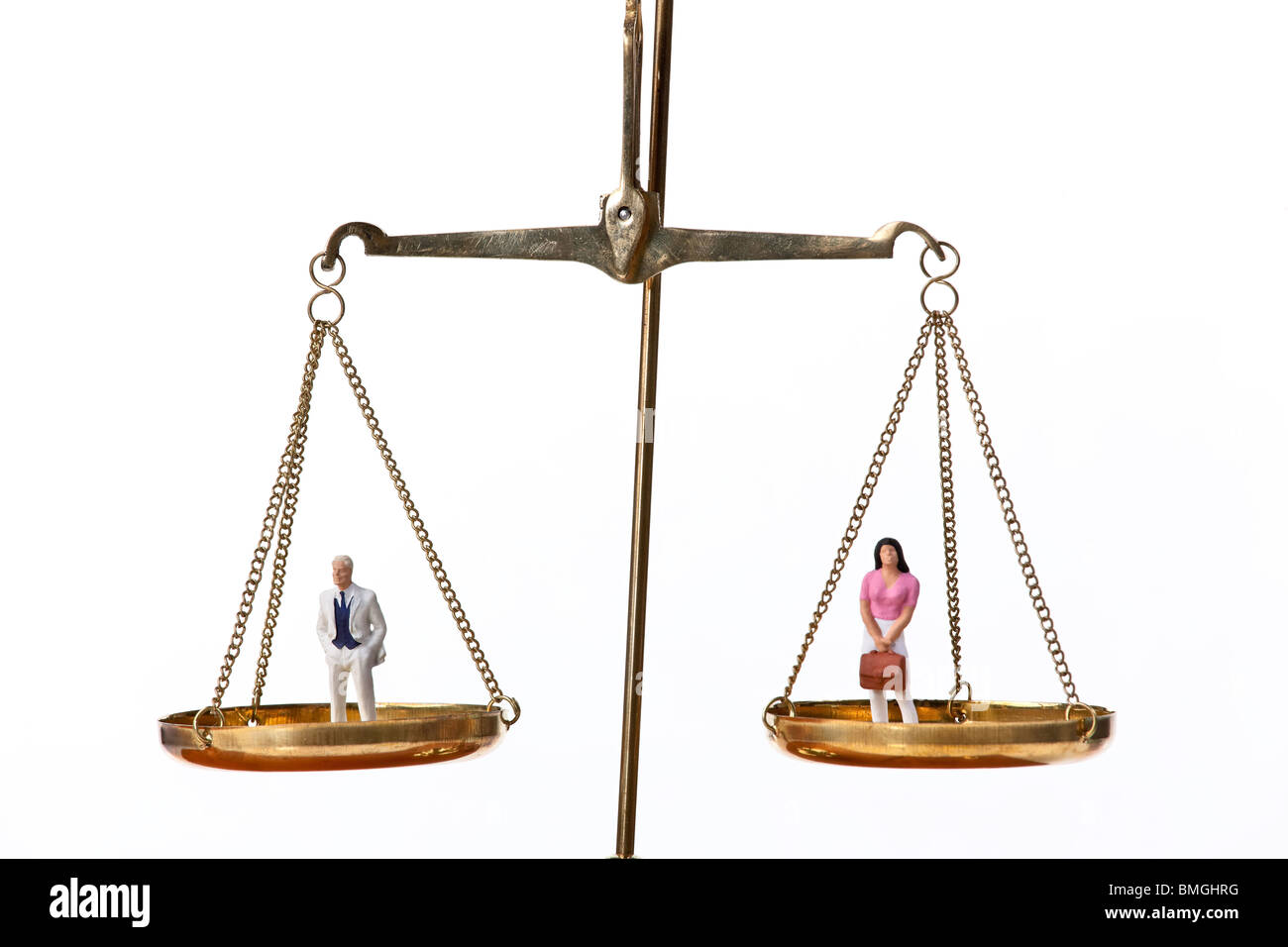 Man and woman on scale, symbol for equality Stock Photo - Alamy