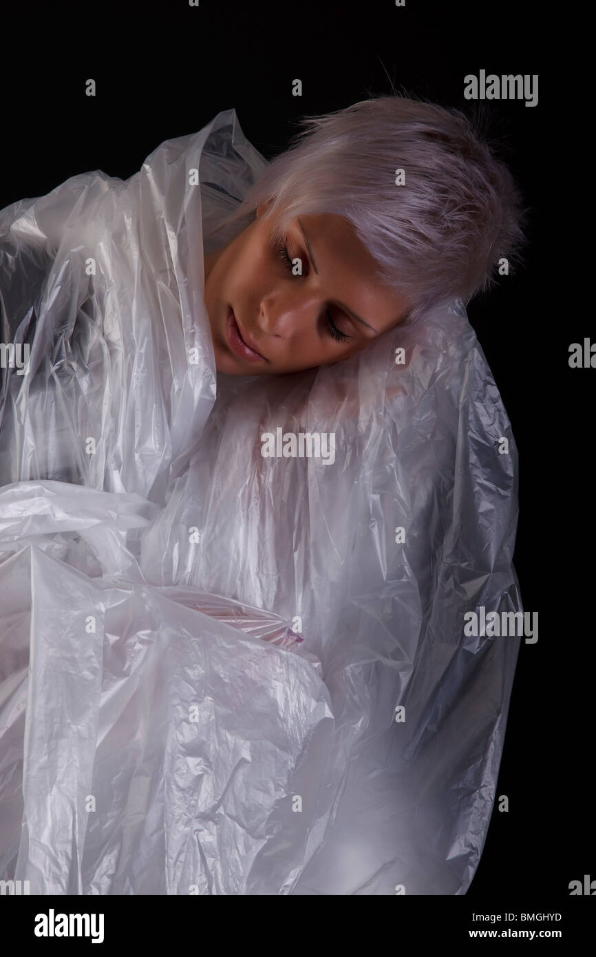 woman with plastic dress Stock Photo - Alamy