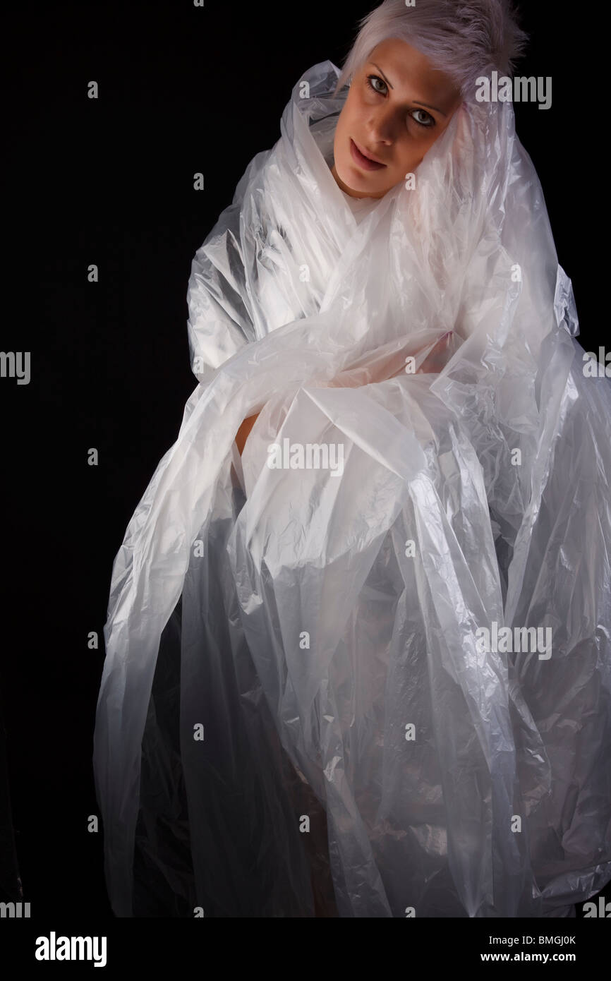 woman with plastic dress Stock Photo - Alamy