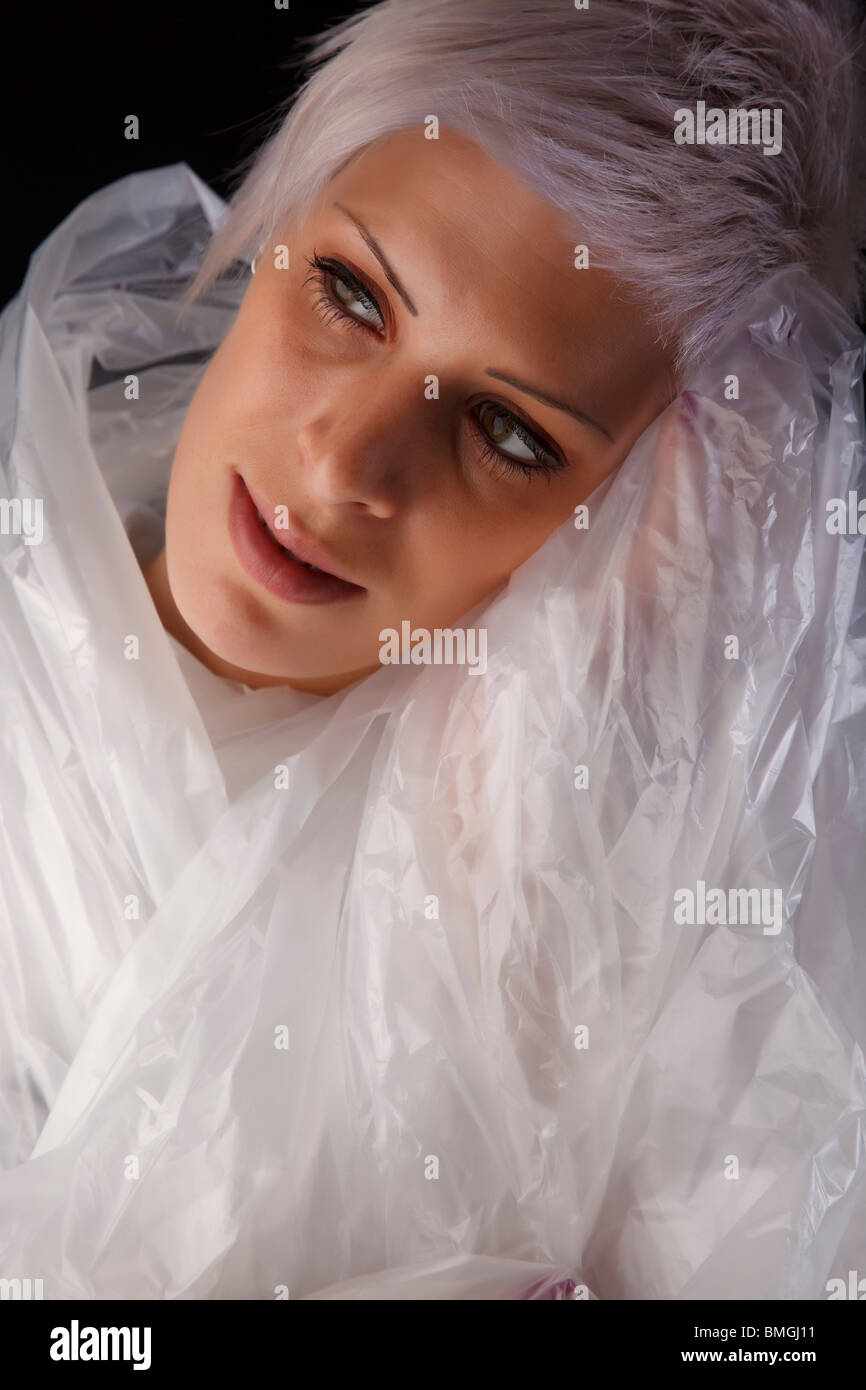 woman with plastic dress Stock Photo - Alamy