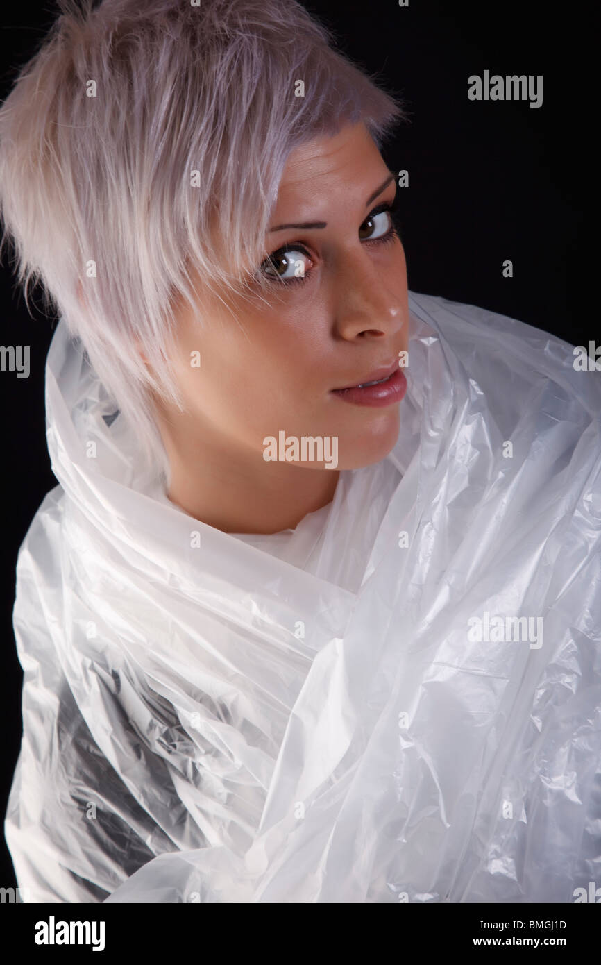 woman with plastic dress Stock Photo - Alamy
