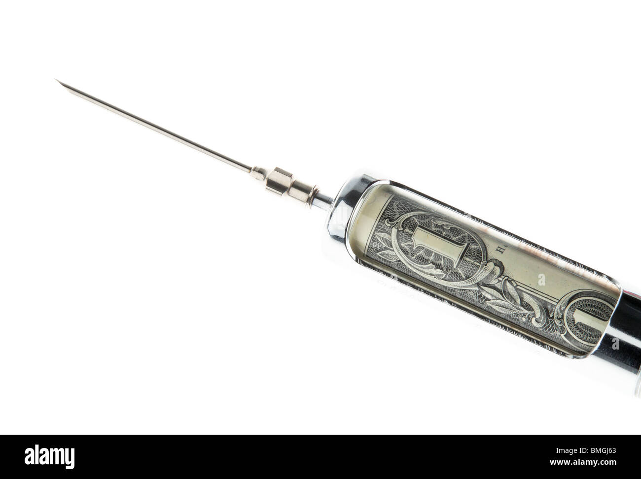 Injection of money with dollar bill. Financial crisis and economic ...