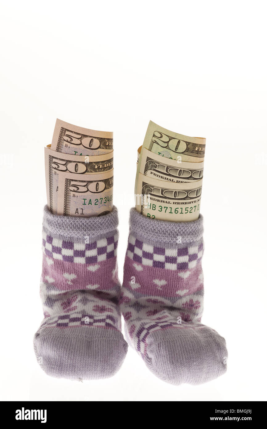 Children socks dollar bills hi-res stock photography and images - Alamy