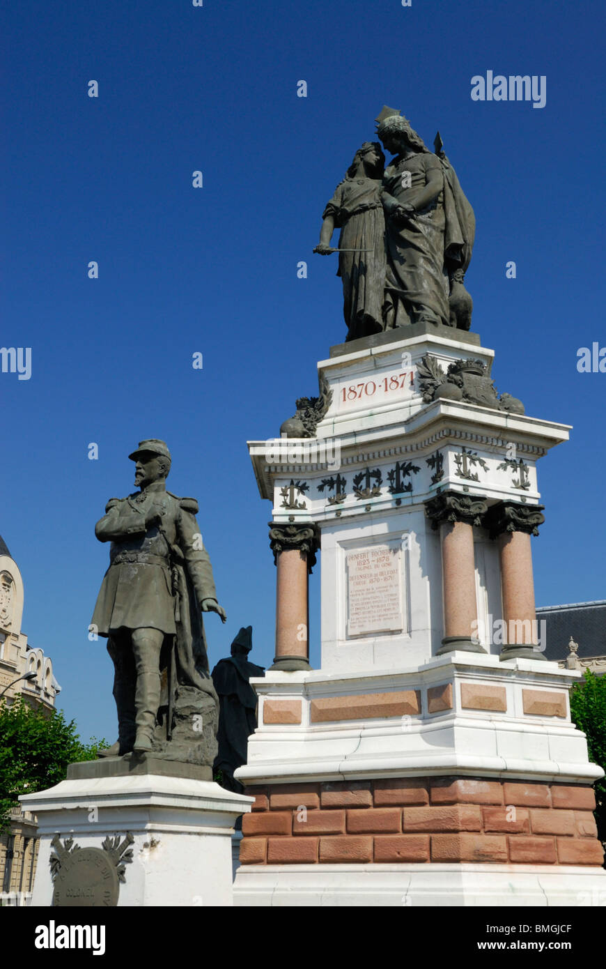 Memorial statue of Colonel Denfert Rochereau. Republic place. Belfort ...