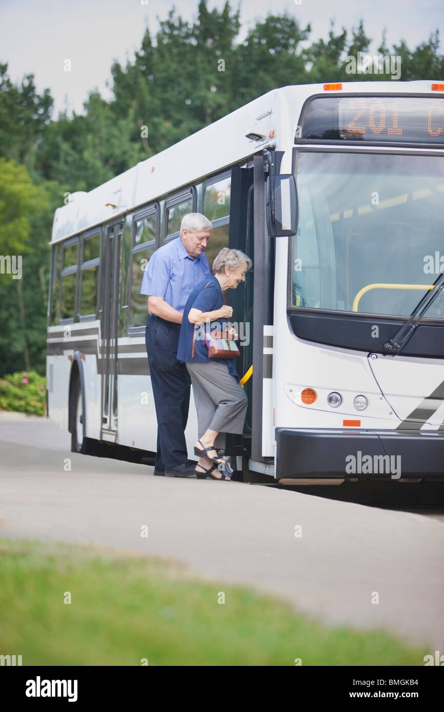 Old man getting on the bus hi-res stock photography and images - Alamy