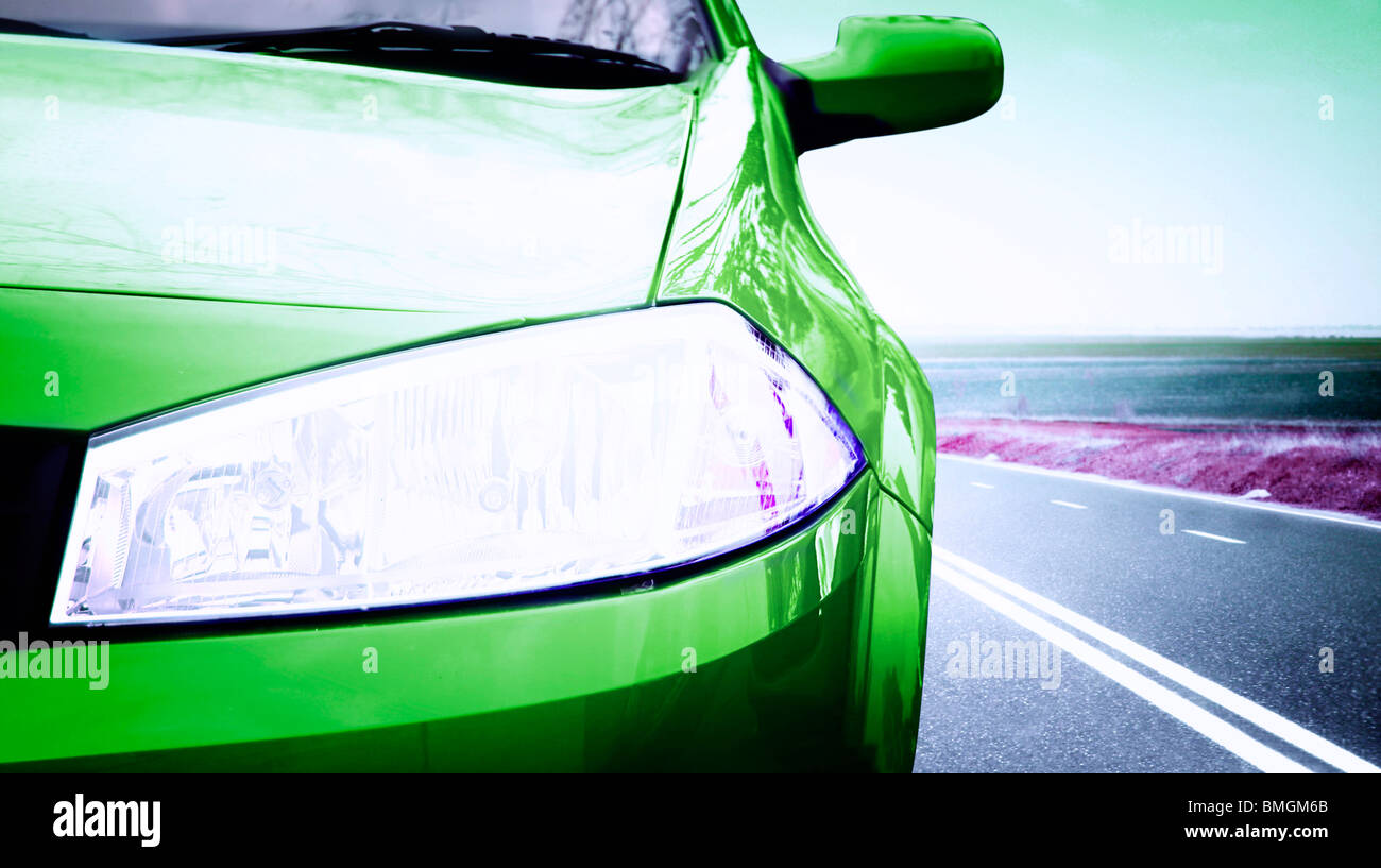 Great Car - Front side, half. On the road Stock Photo - Alamy