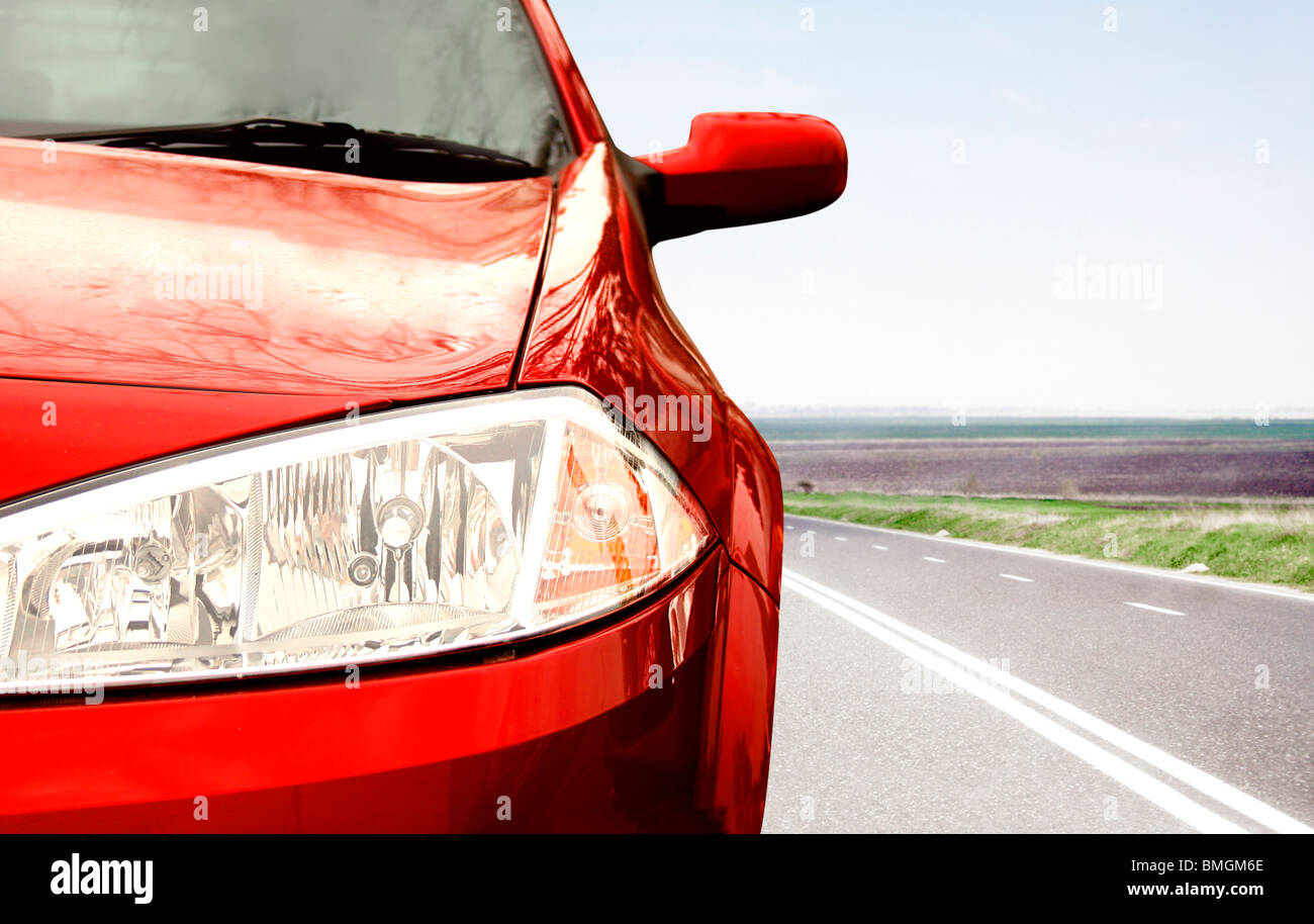 Great Car - Front side, half. On the road Stock Photo - Alamy