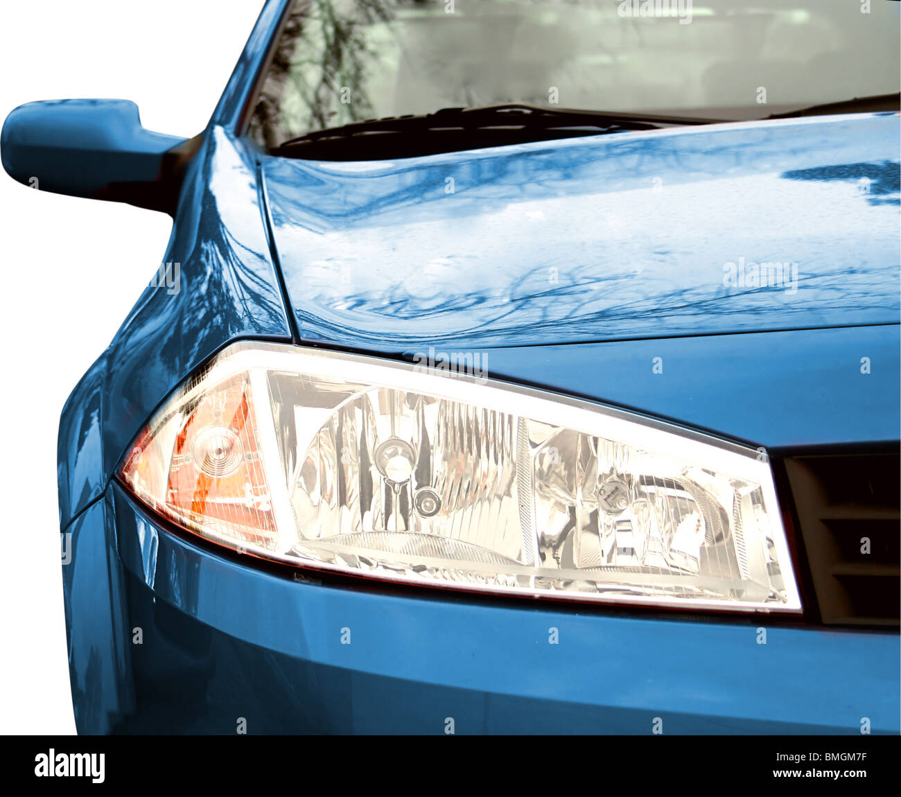 Blue Sport Car - Front side, half. Isolated Stock Photo - Alamy