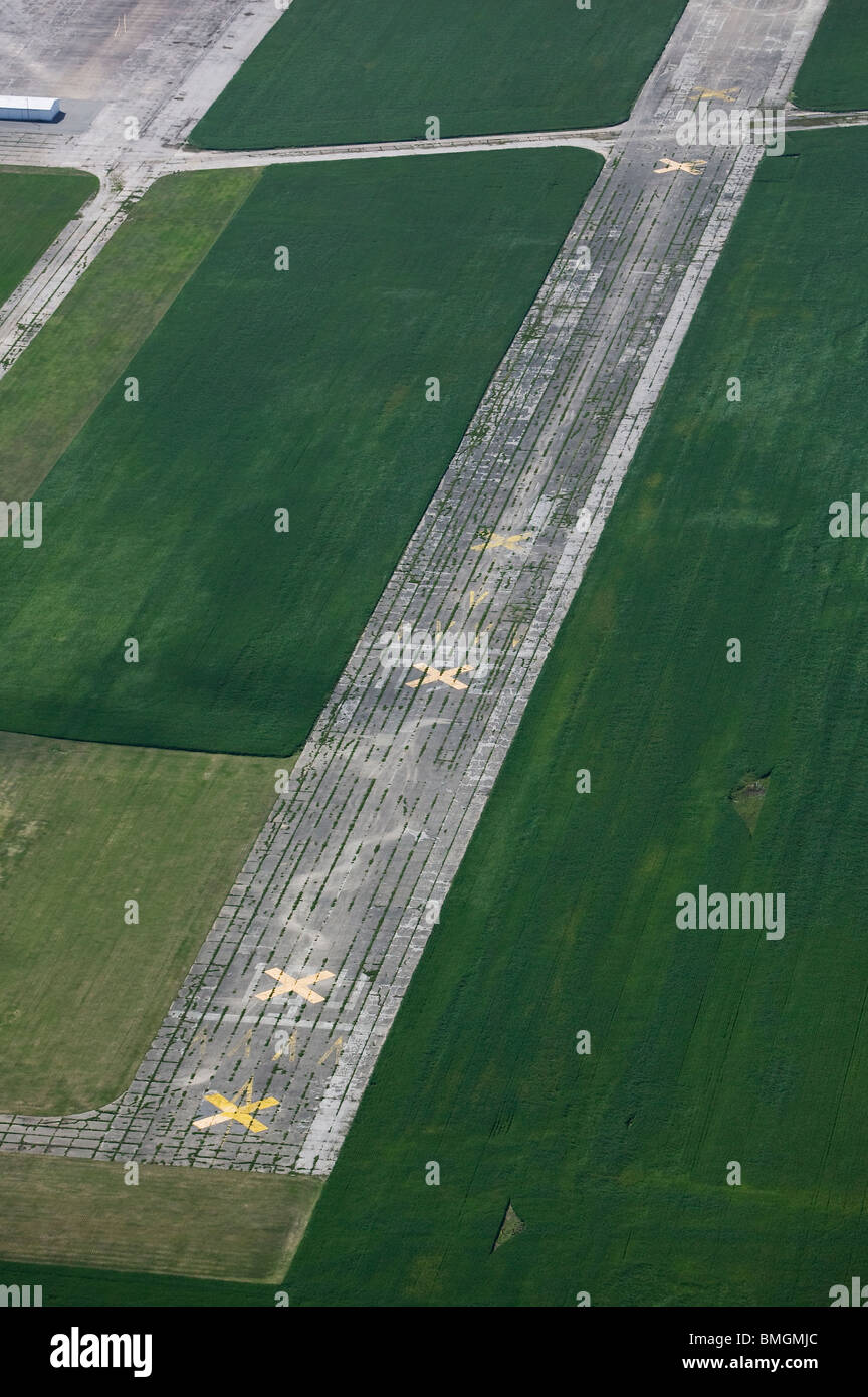 aerial view above closed runway Freeman Municipal Airport Seymour ...