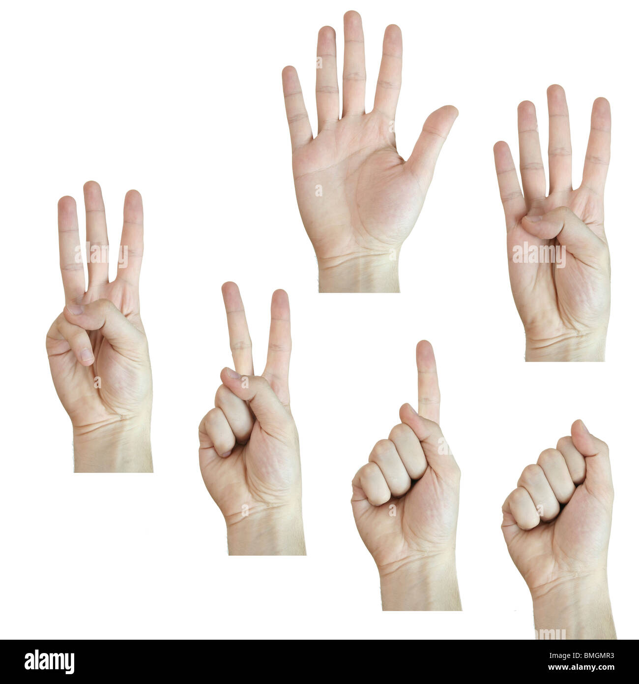 A man hand numbering. Isolated on white Stock Photo - Alamy