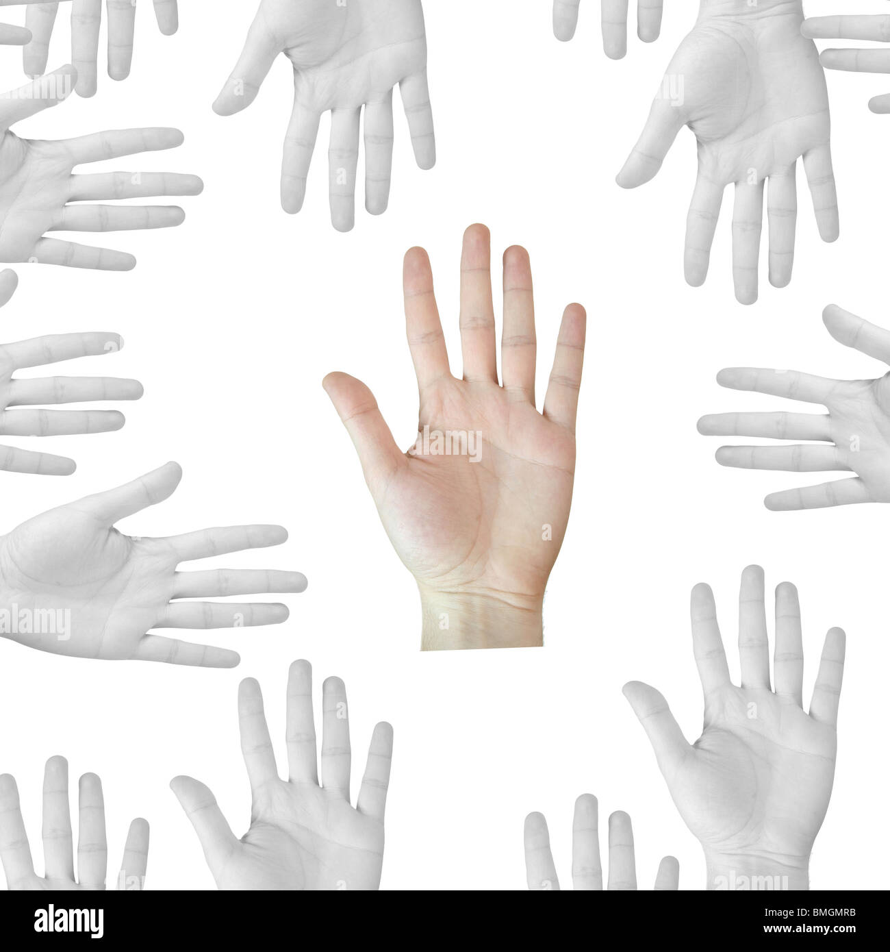 Many hands isolated on a white background Stock Photo - Alamy