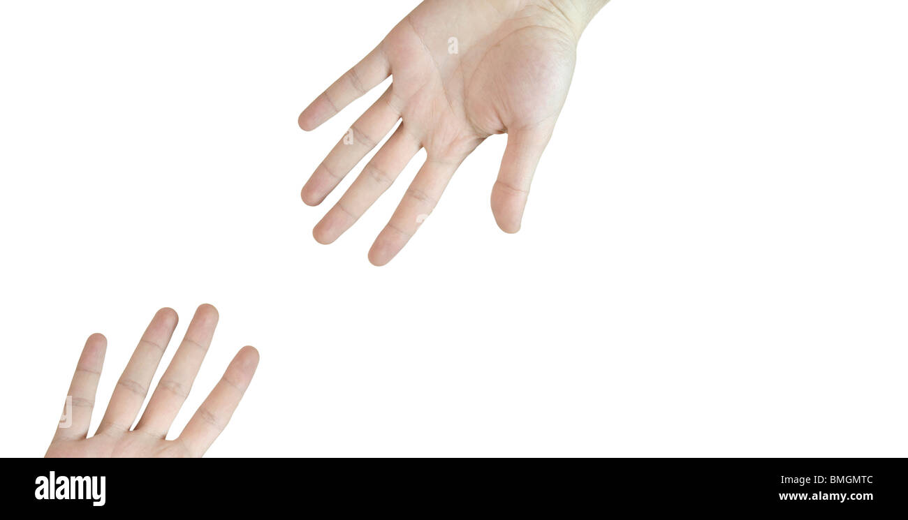 A man hand ask for help. Isolated on background Stock Photo - Alamy