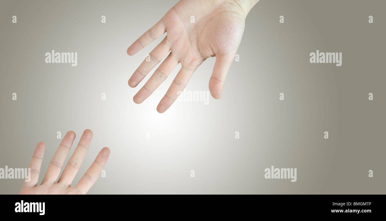 A man hand ask for help. Isolated on background Stock Photo - Alamy